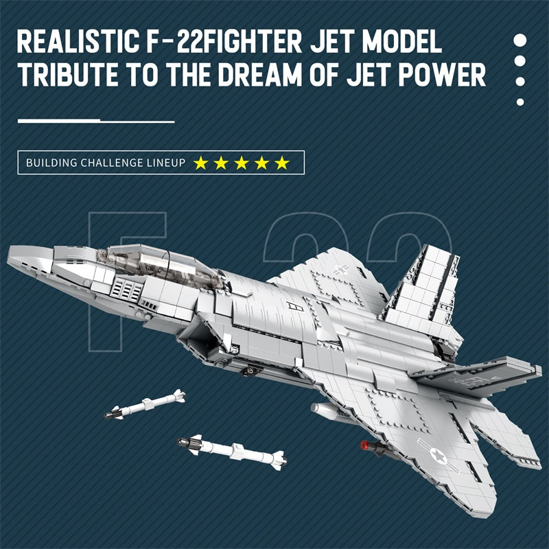 F-22 Raptor Fighter Jet Building Set – Minifigure Bricks