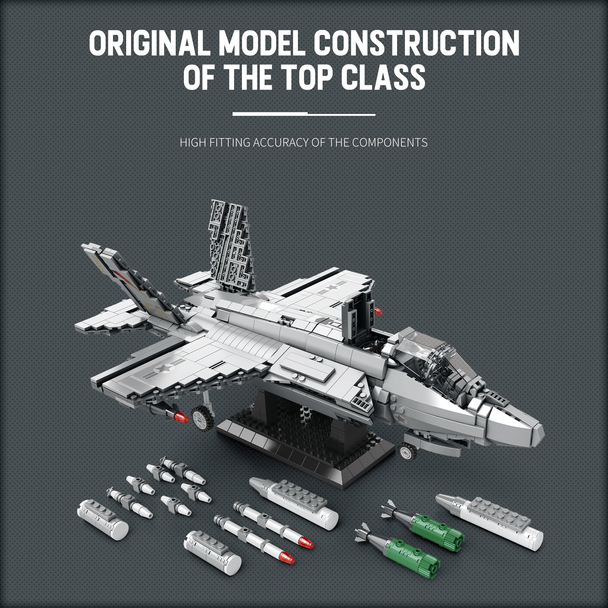 F-35 Lightning II Fighter Jet Building Set – Minifigure Bricks