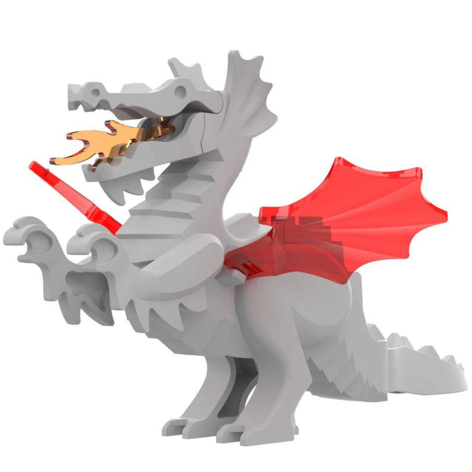Grey Dragon Custom Medieval Dragons Minifigure – Minifigure Bricks